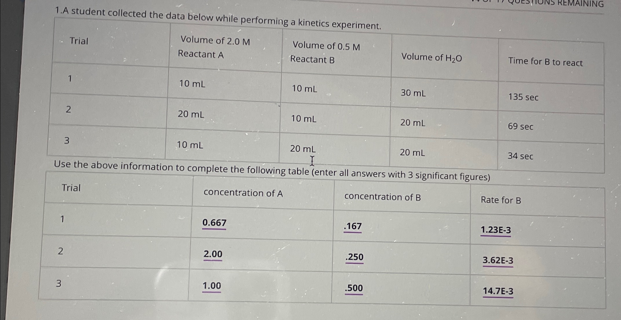 Solved Using the information from Trial 1 ﻿wnd the | Chegg.com