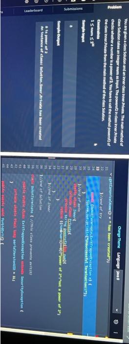 Solved Problem Submissions Leaderboard You are given a class | Chegg.com