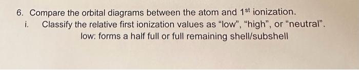 Solved high: breaks a half full or full shells/subshell ii. | Chegg.com