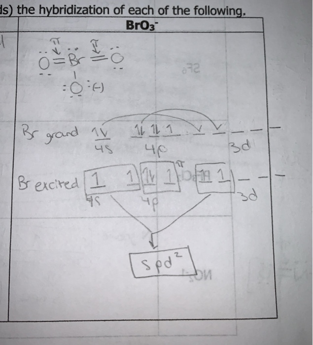 Solved Is this how you do the hybridization of BrO3-? I'm | Chegg.com