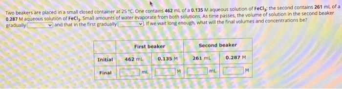 Solved Two beakers are placed in a small closed container at | Chegg.com
