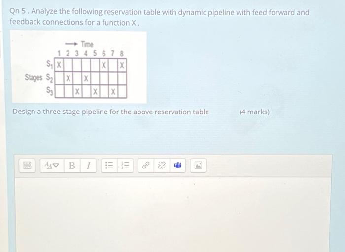 Solved Qn 5. Analyze the following reservation table with | Chegg.com