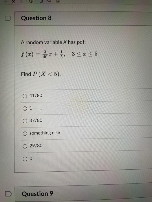 Solved A random variable X has pdf: f(x)=403x+51,3≤x≤ Find | Chegg.com