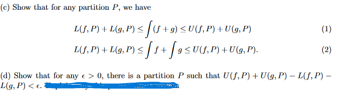 Solved (c) ﻿Show that for any partition P, ﻿we | Chegg.com