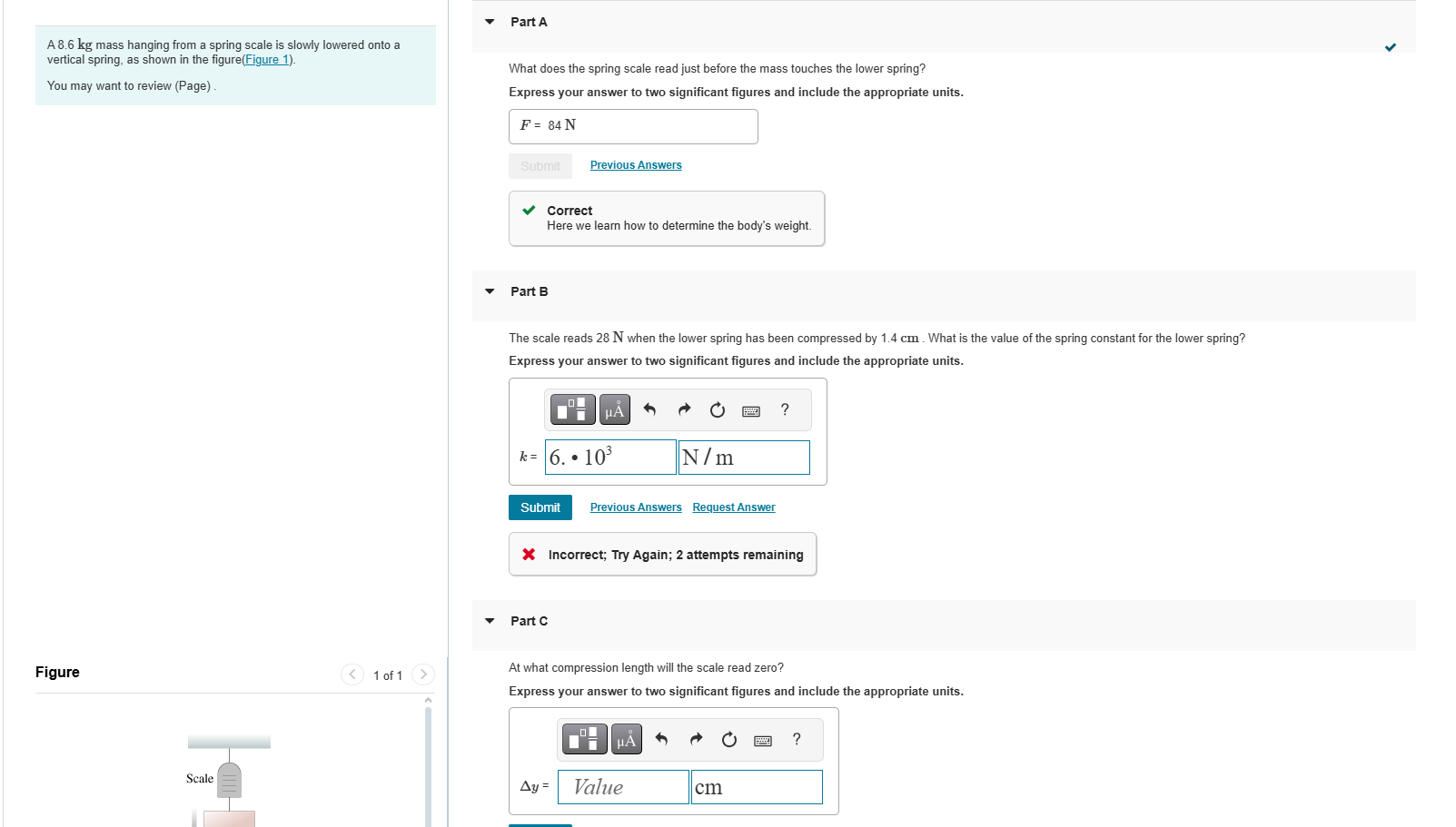 Solved A 8.6 ﻿kg mass hanging from a spring scale is slowly | Chegg.com