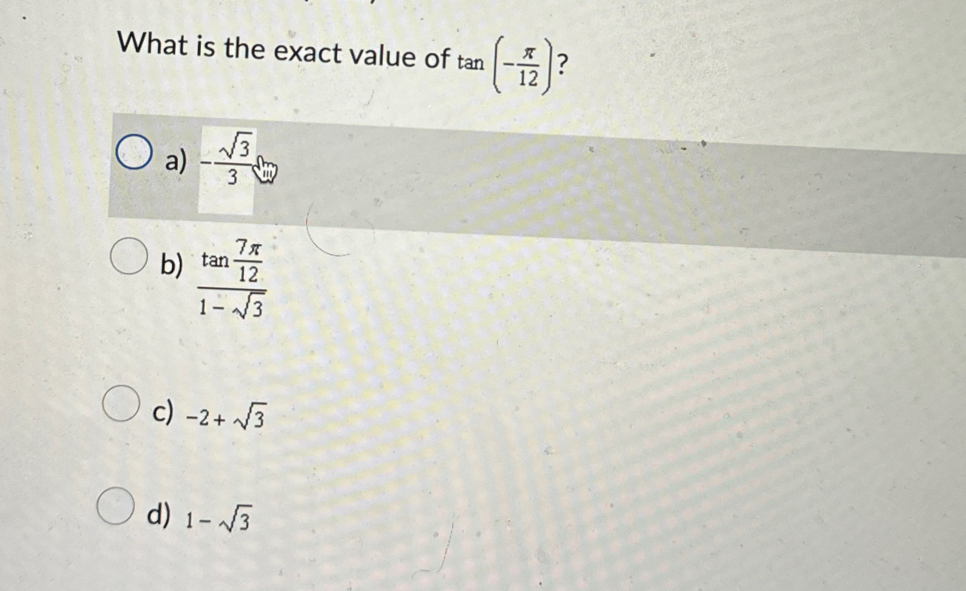 Solved What is the exact value of | Chegg.com