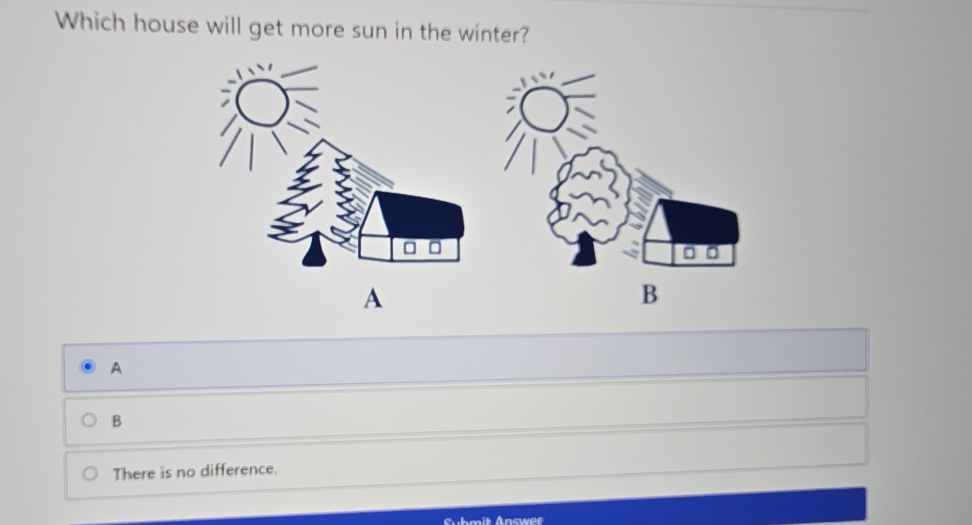 Solved Which house will get more sun in the winter?AB | Chegg.com