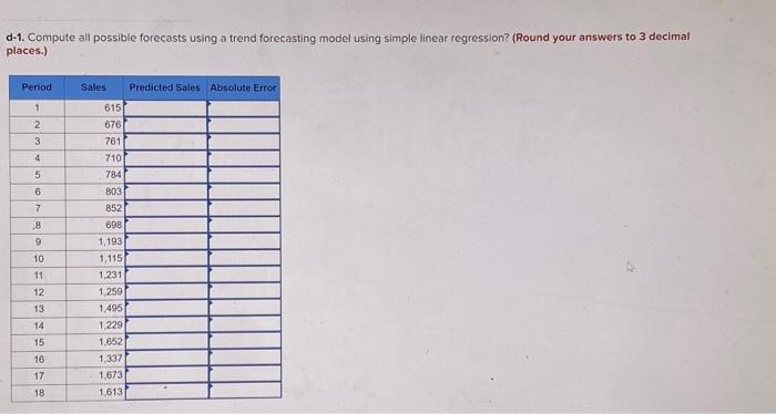 Solved Using The Time Series Data In The Table Respond To