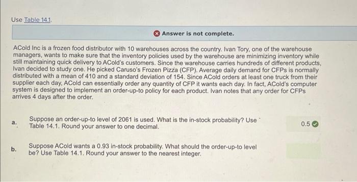Solved ACold Inc is a frozen food distributor with 10 | Chegg.com