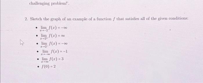 Solved 2 Sketch The Graph Of An Example Of A Function F