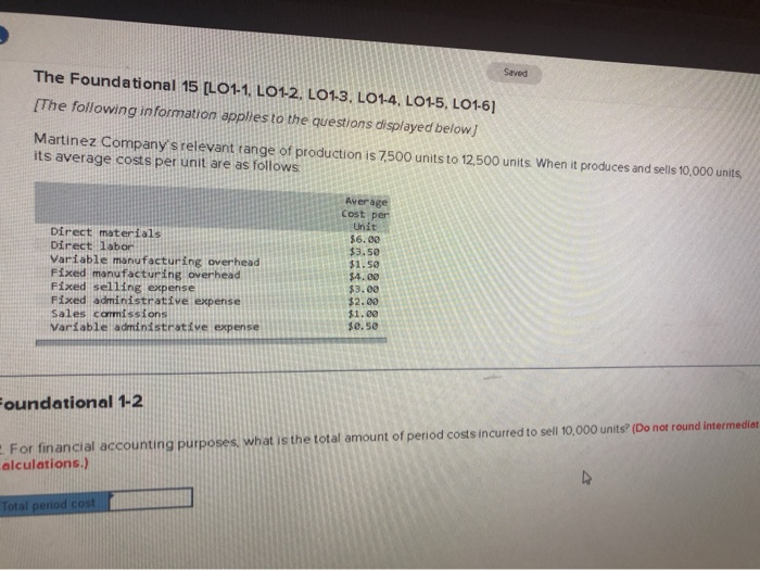 Solved Saved The Foundational 15 [LO1-1, LO1-2. LO1-3. | Chegg.com