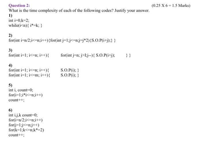 Solved Question 2: (0.25×6=1.5 Marks ) What is the time | Chegg.com