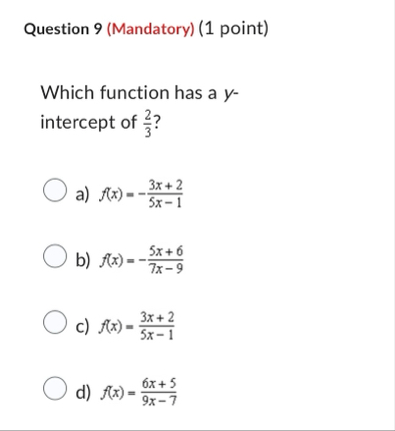 Solved Question 9 (Mandatory) (1 ﻿point)Which function has a | Chegg.com