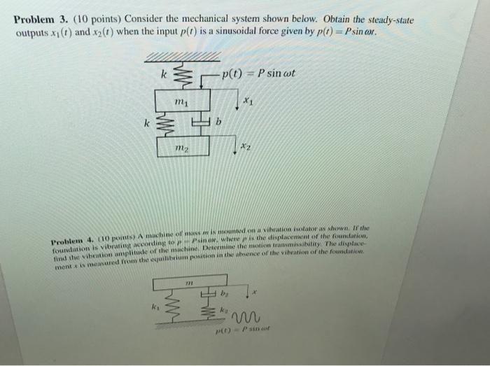 Solved Problem 3. (10 points) Consider the mechanical system | Chegg.com Solved Problem 3. (10 points) Consider the mechanical system | Chegg.com