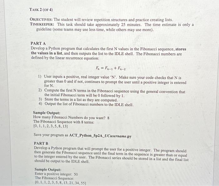 Solved TASK 2 (OF 4) OBJECTIVES: The student will review | Chegg.com