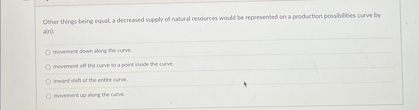 Solved Other things being equal, a decreased supply of | Chegg.com