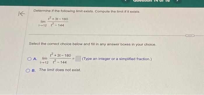 Solved Determine if the following limit exists. Compute the | Chegg.com