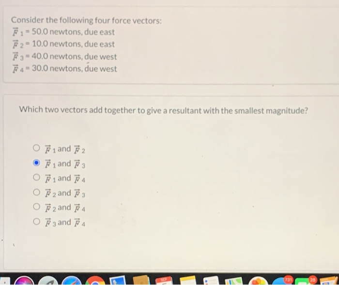Solved Consider the following four force vectors: F 1 - 50.0 | Chegg.com