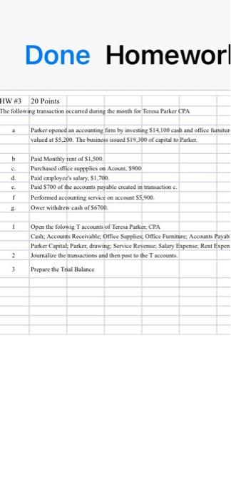 Solved Done Homeworl HW #3 20 Points The following | Chegg.com