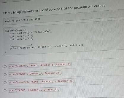 Solved Please fill up the missing line of code so that the | Chegg.com