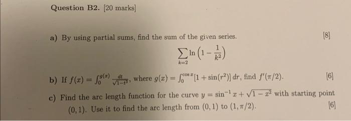 Solved a) By using partial sums, find the sum of the given | Chegg.com