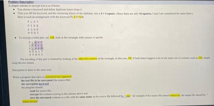 Problem Description A Simple Scheme To Encrypt Text 