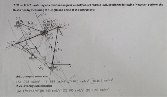 Solved When link 2 ﻿is rotating at a constant angular | Chegg.com