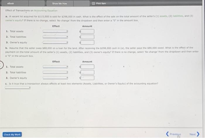 Solved Effect of Transactions on Accounting Equation a. A | Chegg.com