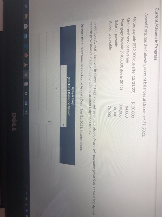 Solved Current Attempt in Progress Ayayai Corp. has the | Chegg.com