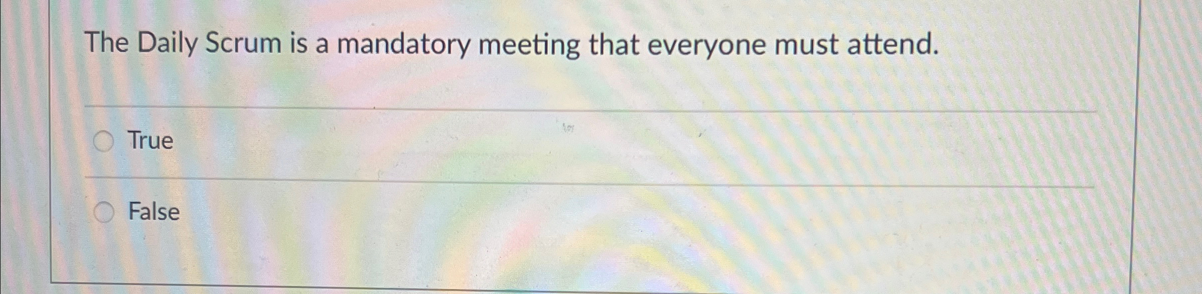 Solved The Daily Scrum is a mandatory meeting that everyone | Chegg.com