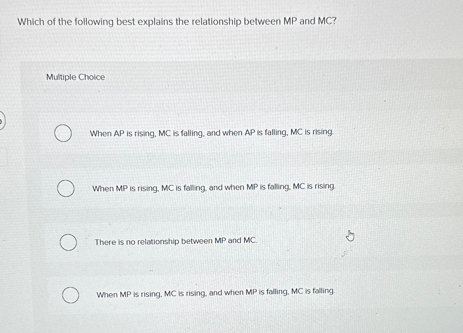 Solved Which of the following best explains the relationship | Chegg.com