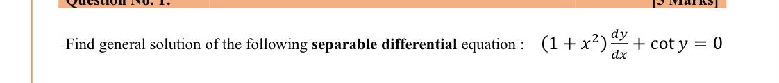 Solved Find General Solution Of The Following Separable