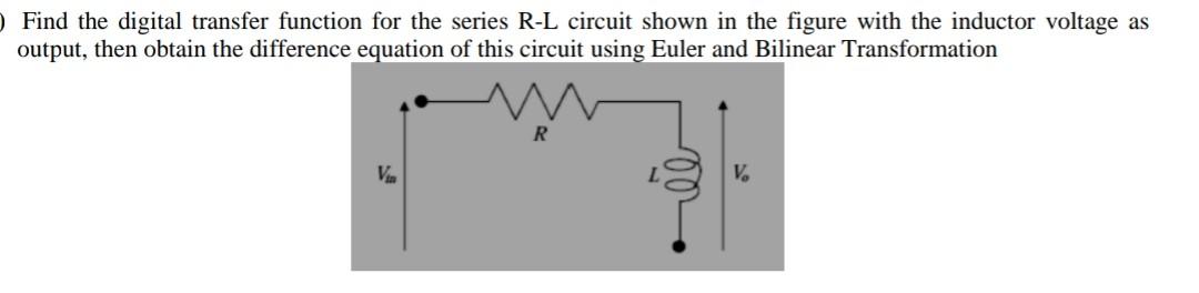 Solved Find the digital transfer function for the series R-L | Chegg.com