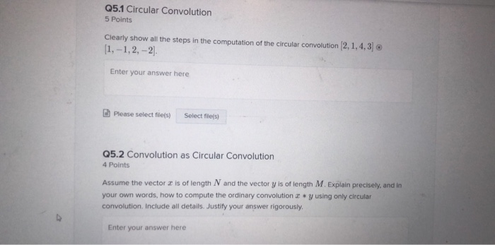 Solved Q5.1 Circular Convolution 5 Points Clearly show all | Chegg.com