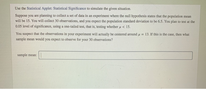 Solved Use the Statistical Applet: Statistical Significance | Chegg.com