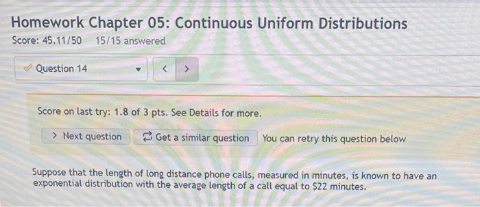 Solved Homework Chapter 05: Continuous Uniform Distributions | Chegg.com