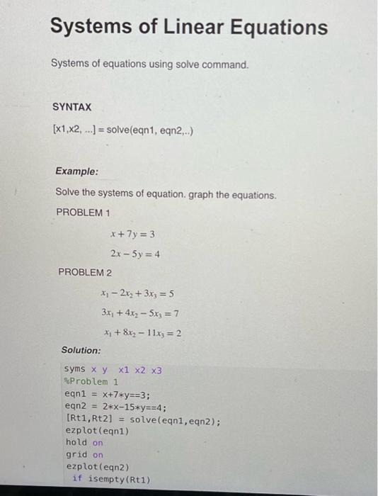 Solved Systems of Linear Equations Systems of equations | Chegg.com