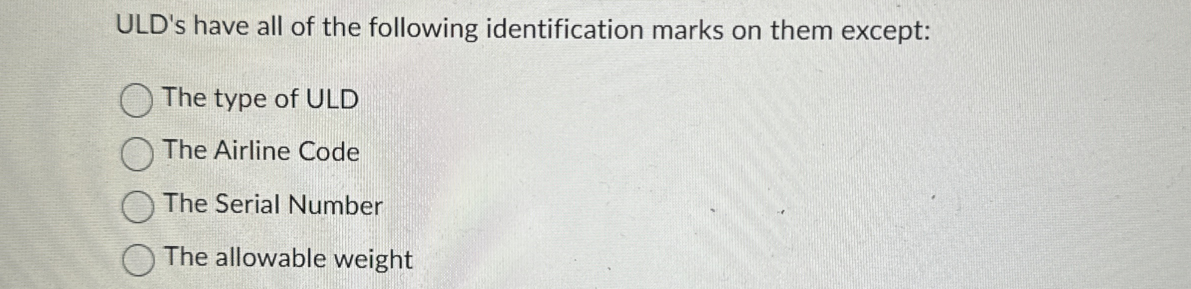 Solved ULD's have all of the following identification marks | Chegg.com