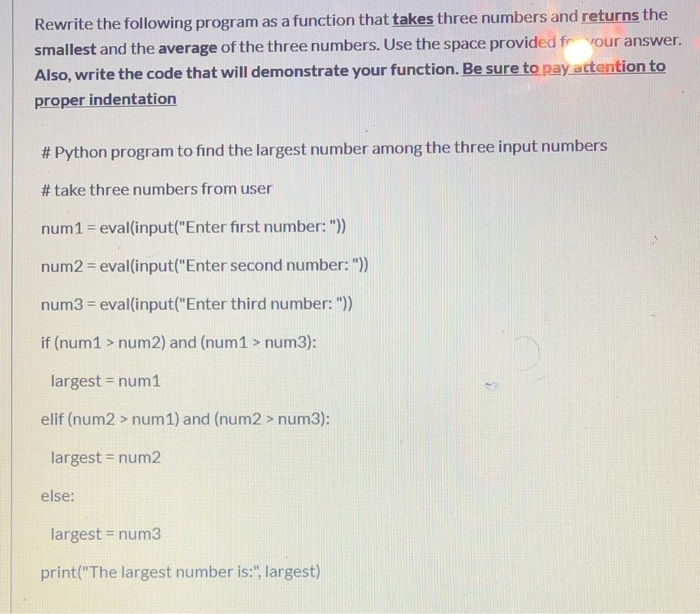 Solved Rewrite the following program as a function that | Chegg.com