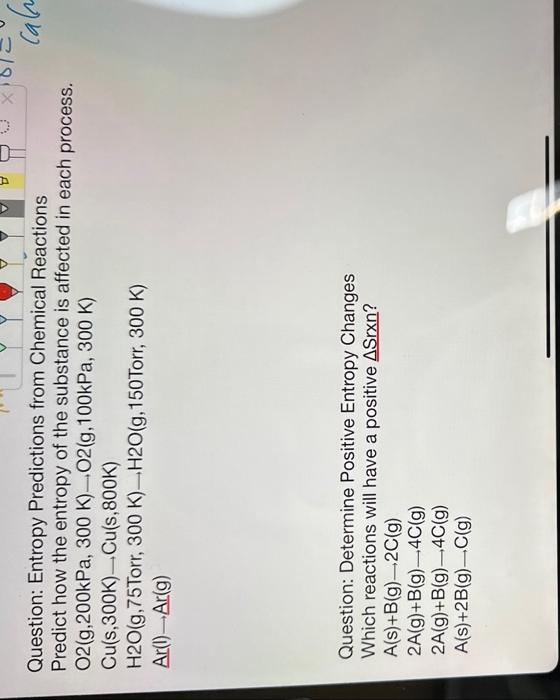 Solved Question: Entropy Predictions from Chemical Reactions | Chegg.com