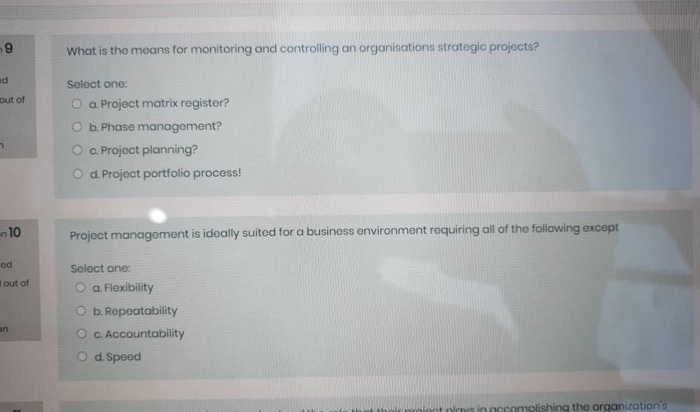 Solved -9 What is the means for monitoring and controlling | Chegg.com