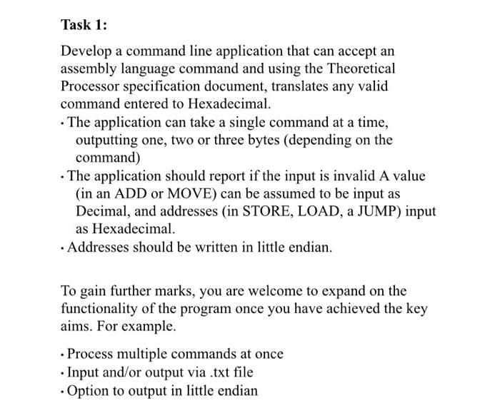 Solved Task 1: Develop a command line application that can | Chegg.com