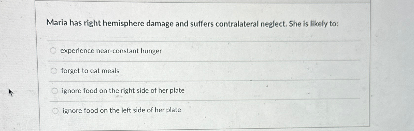 Solved Maria has right hemisphere damage and suffers | Chegg.com