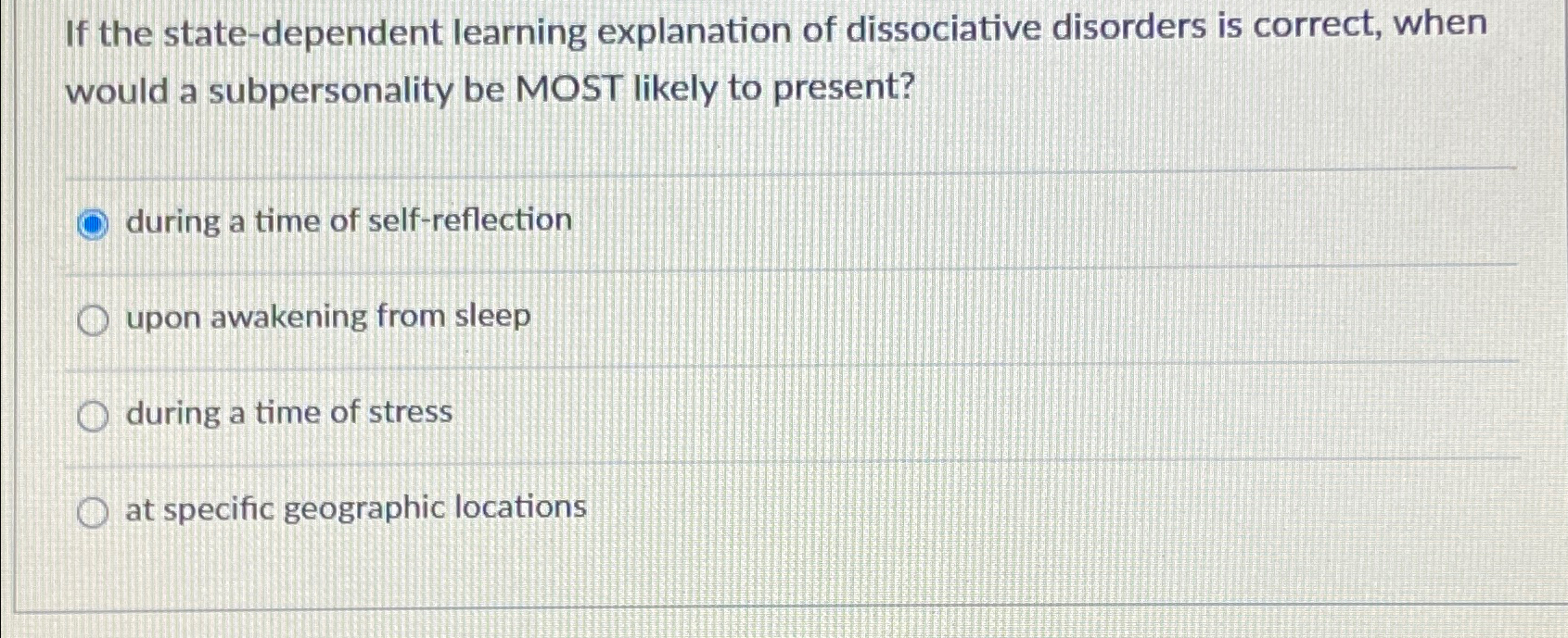 Solved If the state-dependent learning explanation of | Chegg.com