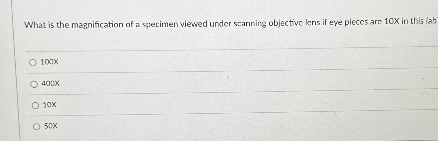 Solved What is the magnification of a specimen viewed under | Chegg.com