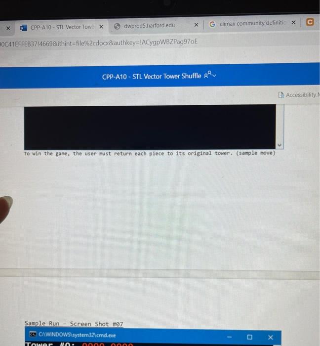 Solved CPP-A10 - STL Vector Tower Shuffle RR Accessibility | Chegg.com
