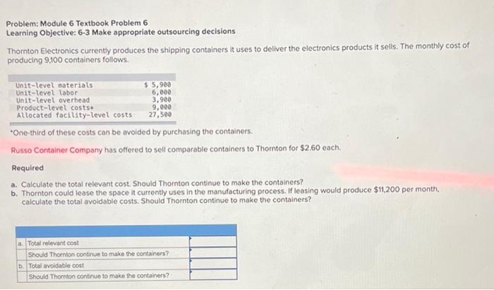 Solved Problem: Module 6 Textbook Problem 6 Learning | Chegg.com