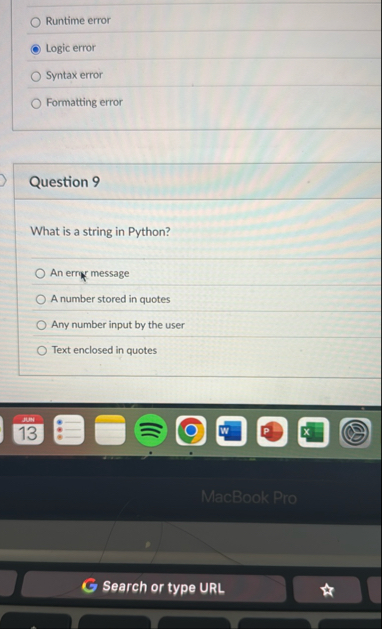 Solved Runtime errorLogic errorSyntax errorFormatting | Chegg.com