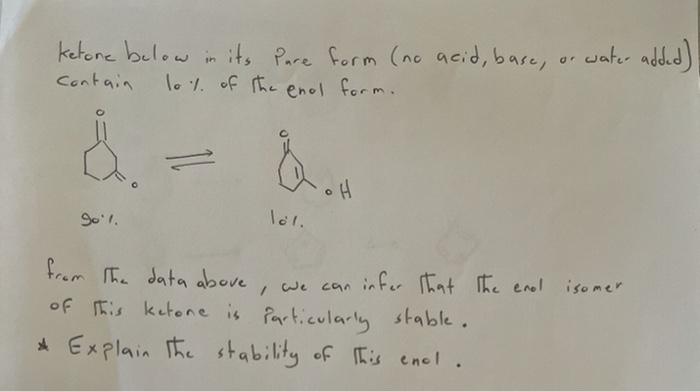 Solved ketone below in its Pare form (no acid, base, contain | Chegg.com