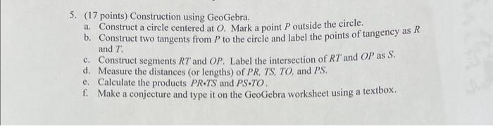 Solved (12 points) Follow up to GeoGebra construction of the | Chegg.com